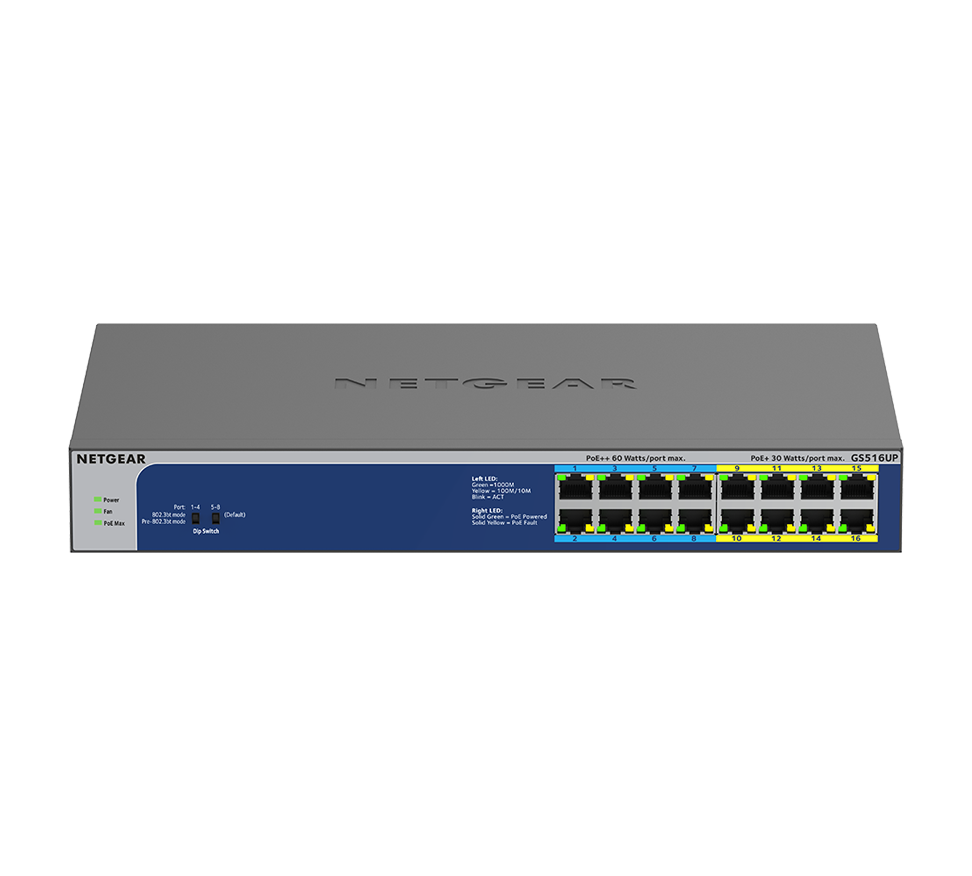 Netgear 16-Port POE++ Gigabit Ethernet Unmanaged Switch 380 W PoE ...
